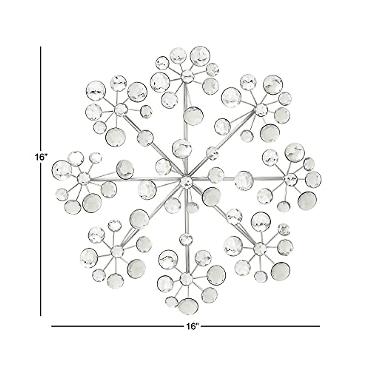 Deco 79 Metal Starburst Wall Decor with Crystal Embellishment, 16" x 2" x 16", Silver