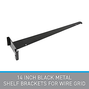 14 inch Black Metal Shelf Brackets for Wire Grid - Pack of 10