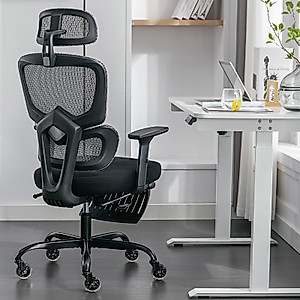 NOKAXUS Office Chair，Ergonomic Breathable Mesh Desk Chair with Lumbar Support,3D Armrest, Rubber Wheels,Gaming Chairs with footrest