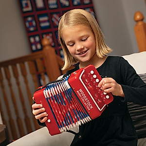 Woodstock Kid's Accordion (7"), Red, with 10 Keys, Beginner Music Toy Instrument for Children Ages 3+, Educational Gift, Toddlers Kids Boys Girls WCKA