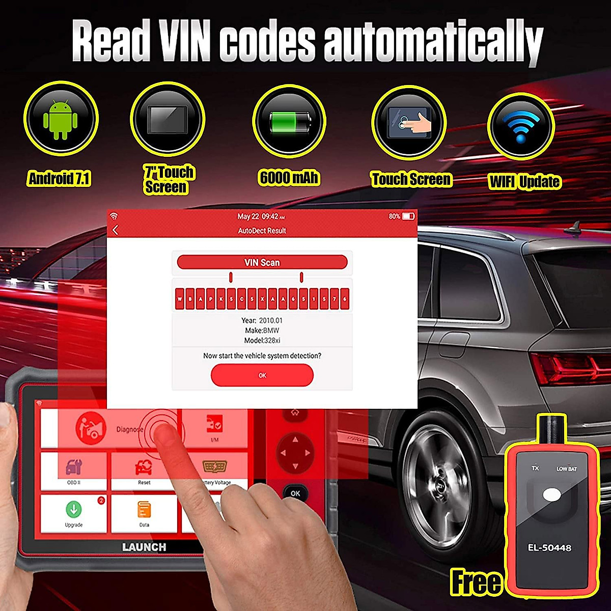 2024 LAUNCH CRP909e Full System OBD2 Scanner, OE-Level Diagnostic Tool, 28+ Reset Scanner, Injector Coding, ABS Bleeding, Auto Vin 2 Yrs Free Update
