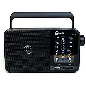 HDi Audio Home Portable AM/FM Radio, Battery Operated, Or AC Power, | Headphone Jack | Big Speaker | Large Operated Analog Radio | Black