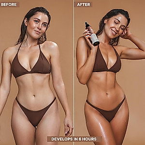 Self Tanner Spray - USA Made with Natural & Organic Ingredients, Fast Drying Spray Tan for Pale Skin, Non Toxic Gradual Tanning Spray, Sunless Tanning Water for Women & Men, Medium to Dark