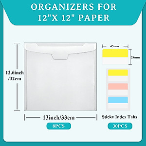 Caydo 24PCS Scrapbook Paper Storage Organizer with Buckle Design Scrapbook Paper Storage with 60 PCS Sticky Index Tabs for Holding 12 x 12 Inch Scrapbook Paper, Vinyl Paper, Cardstock