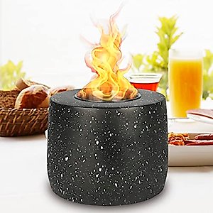 BHNDOING Concrete Tabletop Fire Pit, Marble Portable Tabletop Fireplace, Fire Pit Bowl for Indoor Outdoor Decor Long Time Burning Smokeless Odorless
