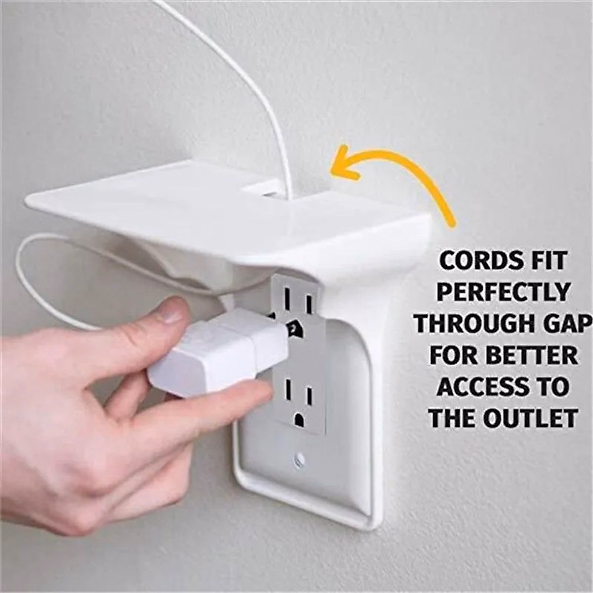 OTTECA Outlet Shelf, Wall Outlet Holder, Home Wall Shelf Organizer for Outlets, Decor outlets, Bathroom Outlet Shelves - Supports up to 10lb (White, Pack of 2)