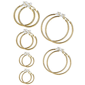 6 Pairs Earrings Clip On Earrings Non Piercing Earrings Set for Women and Girls, 6 Sizes (Gold Color)