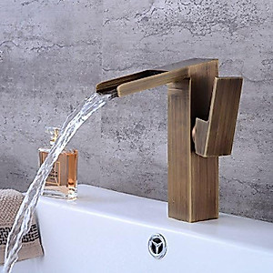 WOOWSHINE Kitchen & Bath Fixtures Taps Faucet,EuropUPC Antique Basin Faucet Waterfall Hot and Cold Faucet Bathroom Under Counter Basin Faucet,Sink Faucet, ki-635