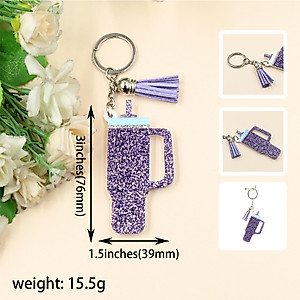 SAMIQU 2Pcs Cute Key Chain for Women,Acrylic Key Chain Ornaments for Stanley Tumbler,Gift for Stanley Cup Enthusiasts (Purple)