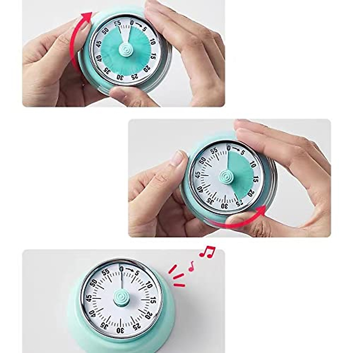 Mechanical Timer, Kitchen Timer Reminder Management Timer 360 Degree Rotation, Kitchen Countdown, Children, Teachers, Classroom time Management Tools, Learning (Green)