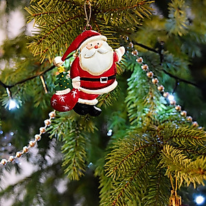 QAZIUY Christmas Ornaments Set Holiday Xmas Christmas Tree Ornament Decorations Santa Snowman Pendant Hand-Painted Decoration American Retro Christmas Tree Decoration for Home Holiday Party New Year