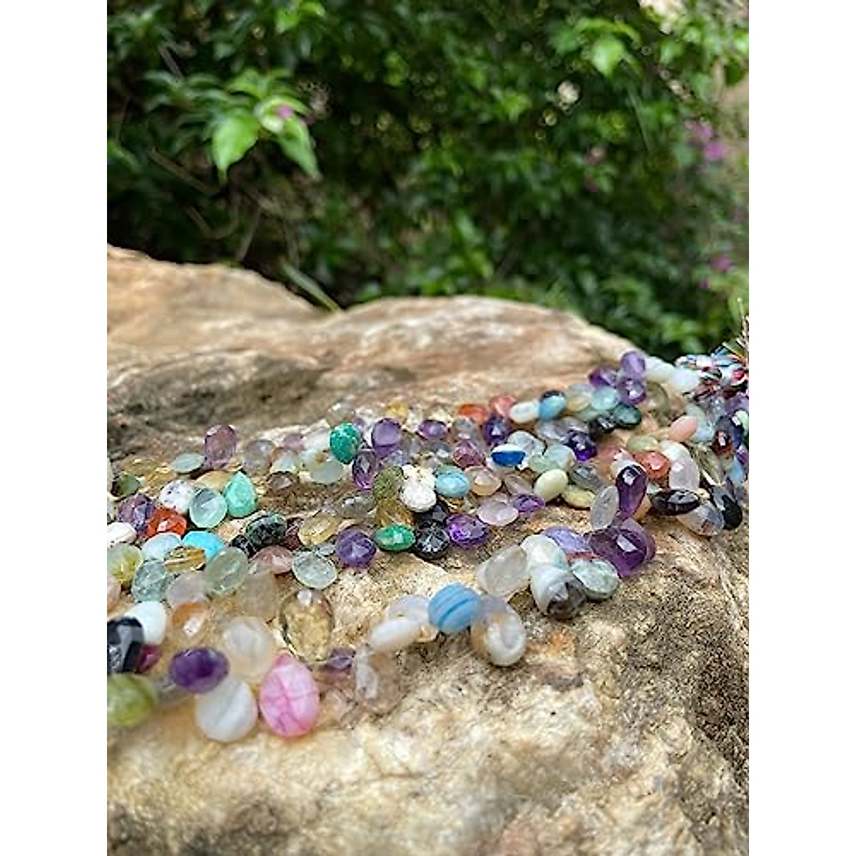 Natural Natural Multi Gemstone YGN-Drops- Faceted Beads 8×10mm 8 inch Long String Jewelry Making Gemstone Beads for Necklace Bracelet