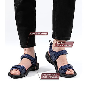 EZEREELL Men's Hiking Sandals, Comfortable Sport Walking Sandals Navy Blue 7