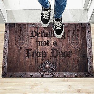 Definitely Not A Trap Door Doormat Ultra Durable Humor Indoor and Outdoor Heavy Duty Non-Slip Door Mat, Funny 3D Trap Door Panel Absorbent Welcome Floor Mat for Home Decor Housewarming Gift, 30''x18''