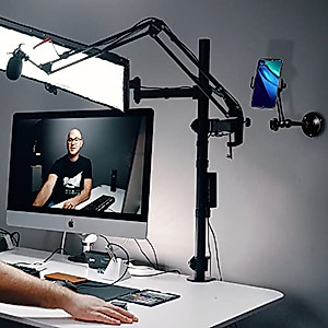 UYODM Phone Wall Mount Holder Bracket Magic Arm and Clamp, Compatible with iPhone/Samsung Galaxy/Nexus/HTC/LG Most Smart Phones and GPS up to 4" Wide(Upgraded Version)