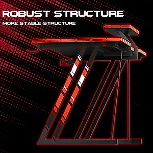 Furmax 47 inch Gaming Desk PC Computer Table Racing Style Home Office Desk Z Shaped Carbon Fiber Desktop Gamer Workstation with Monitor Stand Cup Holder and Headphone Hook (47 inch)