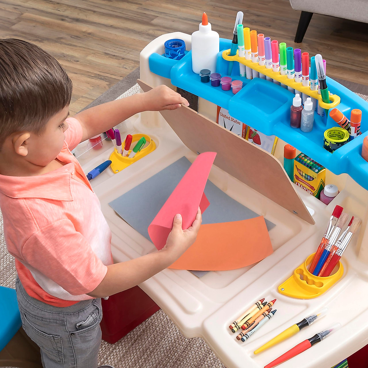 Step2 Deluxe Art Master Kids Desk, Toddler Activity Table and Chair, Craft Table with Storage, Ages 3+ Years Old