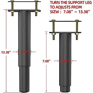 IRONDIY 6PCS Metal Adjustable Height Center Support Leg for Bed Frame,Bed Frame Support Legs for Wooden Slats and Metal Bed Frame,Platform Bed Frame Replacement Legs (7.08" to 13.3")