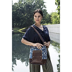 Myra Bags Blue Bliss Canvas, leather & Rug Shoulder Bag S-1950