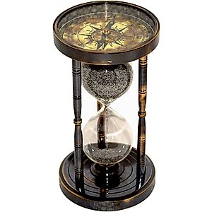 Antique Timer Brass & Glass Sand Timer Hourglass Nautical Maritime Sand Clock Collectible, Home Decoration Showpiece for Office Décor.by DHAMA Export