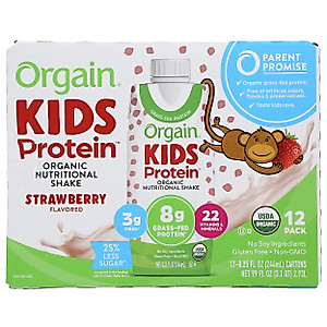 Orgain Organic Healthy Kids Strawberry Nutritional Shake, 8.25 Fluid Ounce - 12 per case.