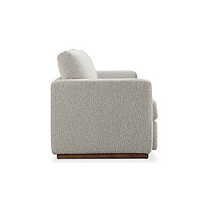 CHERS 76.8" Upholstered Bench Seat Sofa, Wood Base Lounge Sofa with Track Arms, Cushion Back Fabric Loveseat, 2-Seater Boucle Couches for Small Living Room, Bedroom, Office, Off-White