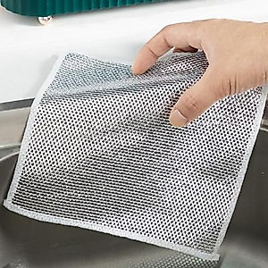 2023 New Multifunctional Non-Scratch Wire Dishcloth, Multipurpose Wire Dishwashing Rags for Wet and Dry, Scrubs & Cleans for Dishes, Sinks, Counters, Stove Tops, Easy Rinsing, Machine Washable. (10)