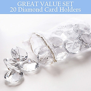 Diamond Table Number Holder & Place Card Holders [20 Pack] Sturdy, Crystal-Clear Acrylic Table Card Stands for Party & Wedding Table Decorations