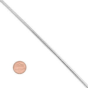 3mm Solid .925 Sterling Silver Round Snake Choker Chain Necklace, 18 inches