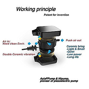 AsiaPPump Aquarium Air Pump Quietest Energy Saving 1-1.5W 24-40 Gallon (Black Square)