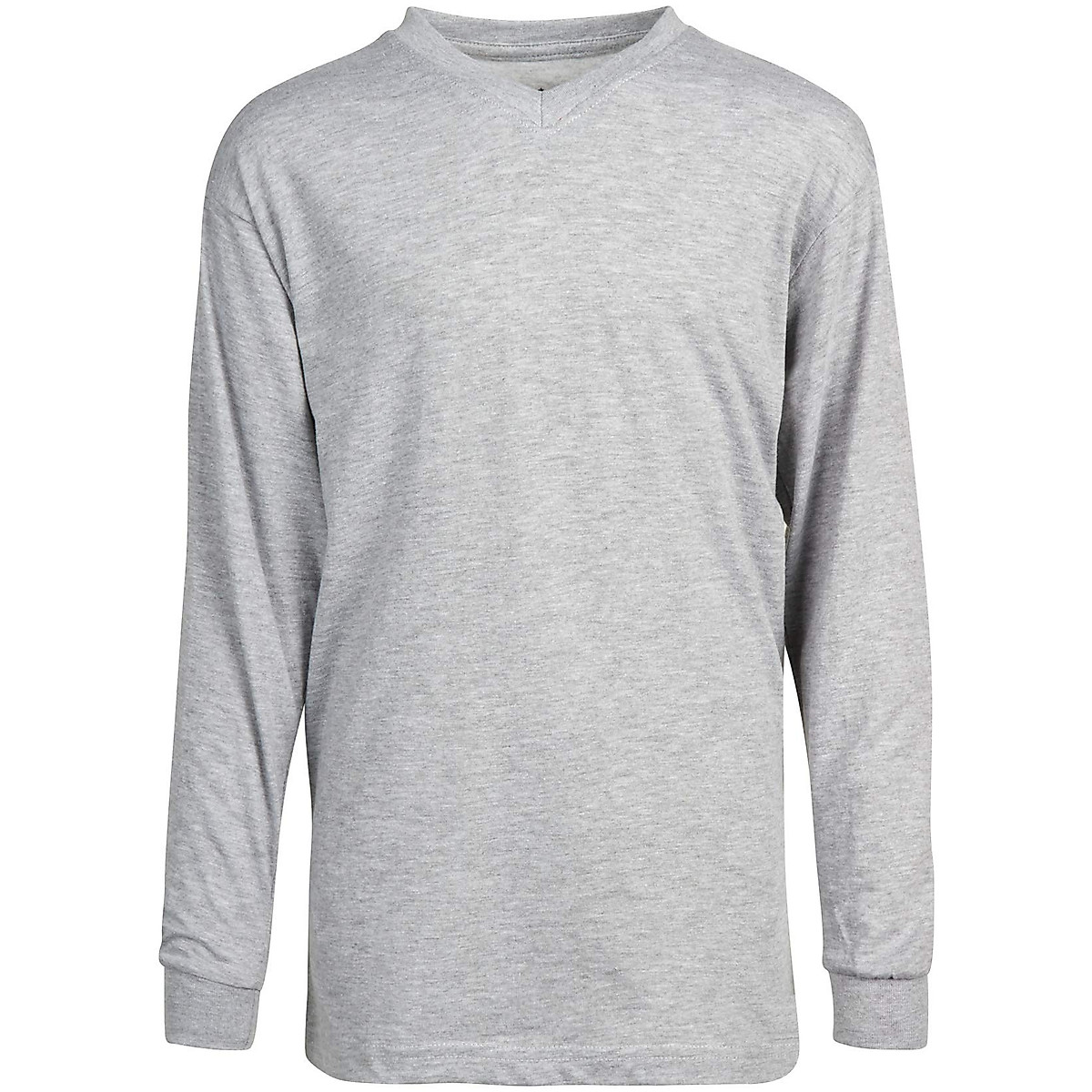 Galaxy by Harvic Boys’ Long Sleeve T-Shirt – 4 Pack Basic Solid V-Neck Shirt – Long Sleeve Base Layer Top for Boys (S-XL), Size Large, Black/White/Heather Grey/Navy