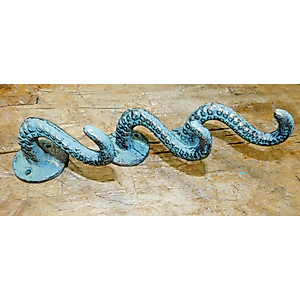 Vintage 2 Cast Iron Octopus Tentacle Wall Hooks Bathroom Towel Hook Nautical Coat Key