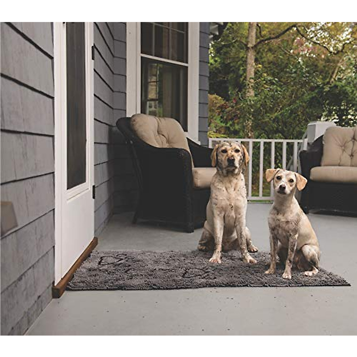 Dog Gone Smart Dirty Dog Microfiber Paw Doormat - Super Absorbent Dog Mat Keeps Paws & Floors Clean - Machine Washable Pet Door Rugs with Non-Slip Backing | Medium Grey