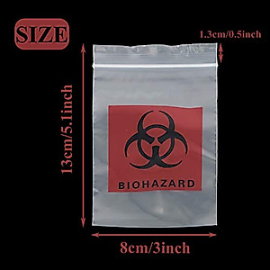 Biohazard Specimen Bags Laboratory Sample Bag with Biohazard Logo Printing Zip Lock Top Plastic Pouch Bags Printed Polyethylene Transport Bags for Shipping Packaging Specimens 3 x 5 inch (Pack of 400)