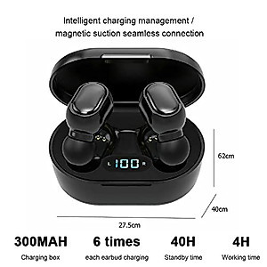 Wireless Earbuds, Bluetooth Headphones LED Display Charging Case IPX7 Waterproof with Microphone High-Fidelity Stereo Earphones for Sports Work