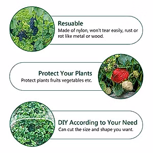 YHmall Bird Netting 13 x 33 Feet, Green Plant Garden Netting Reusable Heavy Duty, Fruit Tree Netting with 50 Pcs Cable Ties Protect Fruit Trees Blueberries Plants and Vegetables from Birds and Animals