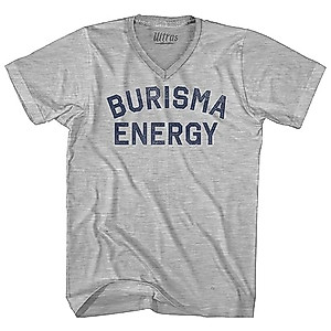 Mile End Burisma Energy Adult Cotton V-Neck T-Shirt-Grey Heather-Adult Large
