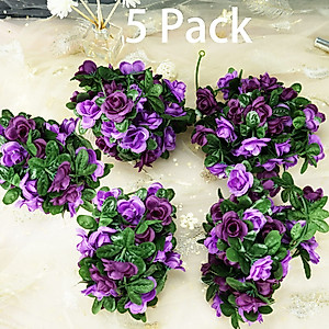 OceanWings Purple Floral Garland Fake Rose Vine, 5 Pack Artificial Floral Garlands Wall Hanging for Backdrop Decoration Wedding Home Garden Decor