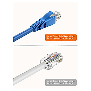 CableCreation RJ45 Ethernet Network Cable Strain Relief Boot 50-Pack Fits CAT5 CAT5E CAT6 CAT6A, RJ45 Color Coded Cable Connector Plug Cover for Various Diameter LAN Cable, Blue