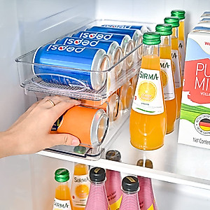 2-Layer Auto Rolling Beverage Can Organizer, Soda Can Organizer for Refrigerator Pop Can Organizer Dispenser Holder for Beer, Transparent Plastic Containers