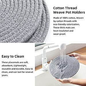 Trivet Weave Mat Round Hot Pads for Kitchen Thread Potholders for Hot Dishes/Pot/Bowl/Teapot/Hot Pot, 4pack,9.5 Inches,100% Pure Cotton (Trivet 4 Pack)