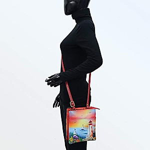 Anuschka Women's Hand Painted Genuine Leather RFID Blocking Triple Compartment Travel Organizer - Guiding Light