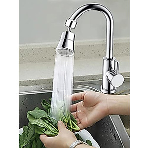 SunDins Chrome 720 Degree Swivel Sink Faucet Aerator ,Big Angle Faucet Sprayer,Rotatable sink adapter Sprayer Attachment for Kitchen/Bathroom male or female thread - Easy Install (2 balls joint)