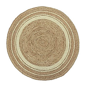 Aizza Trends Jute Carpet for Living Room, Jute Round Floor Mat, Rugs for Living Room, Jute Centre Table Carpet for Home Decore (2 x 2 Feet)