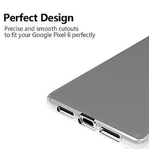 SNOSHO Google Pixel 6 Clear Case,Thin Slim Soft Silicone Flexible TPU Skin Gel Anti-Scratch Shockproof Protective Cases Cover for Pixel 6, Crystal Clear