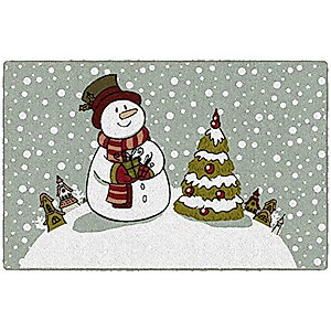 Brumlow MILLS Snowman Washable Festive Christmas Snow Scene Indoor or Outdoor Holiday Area Rug for Living or Dining Room, Bedroom Carpet and Kitchen Runner Rug, 30" x 46", Snow Christmas Tree