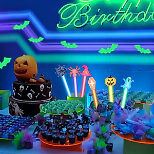 FZR Legend 24 Halloween Party Favors Glow Sticks for Kids, 4 Inch Glow Sticks Halloween Glow in the Dark Party Supplies Halloween Goodie Bags Stuffers Classroom Prizes