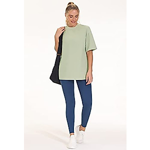 THE GYM PEOPLE Women's Oversized T Shirts Summer Casual Crewneck Short Sleeve Cotton Basic Tee Tops Light Green