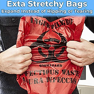 Biohazard Waste Bags - 40" x 48" (40-45 Gallon) - 50 Count Red Hazardous Trash Can Liners – Medical Grade No Leak Bags - .Great for Lab Containers, Swabs, Pads, Gloves