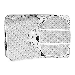 WONDERTIFY Witch's Cat Bathroom Antiskid Pad Halloween Gothic Cute Kitty Star Moon Tattoo 3 Pieces Bathroom Rugs Set, Bath Mat+Contour+Toilet Lid Cover Black White